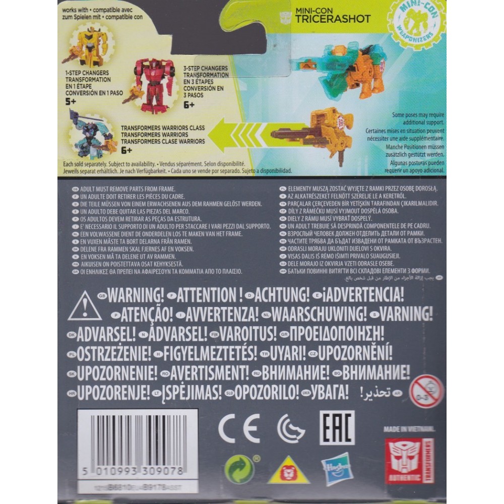 TRANSFORMERS ACTION FIGURE 2,5" - 5 cm MINI CON WEAPONIZER TRICERASHOT ...