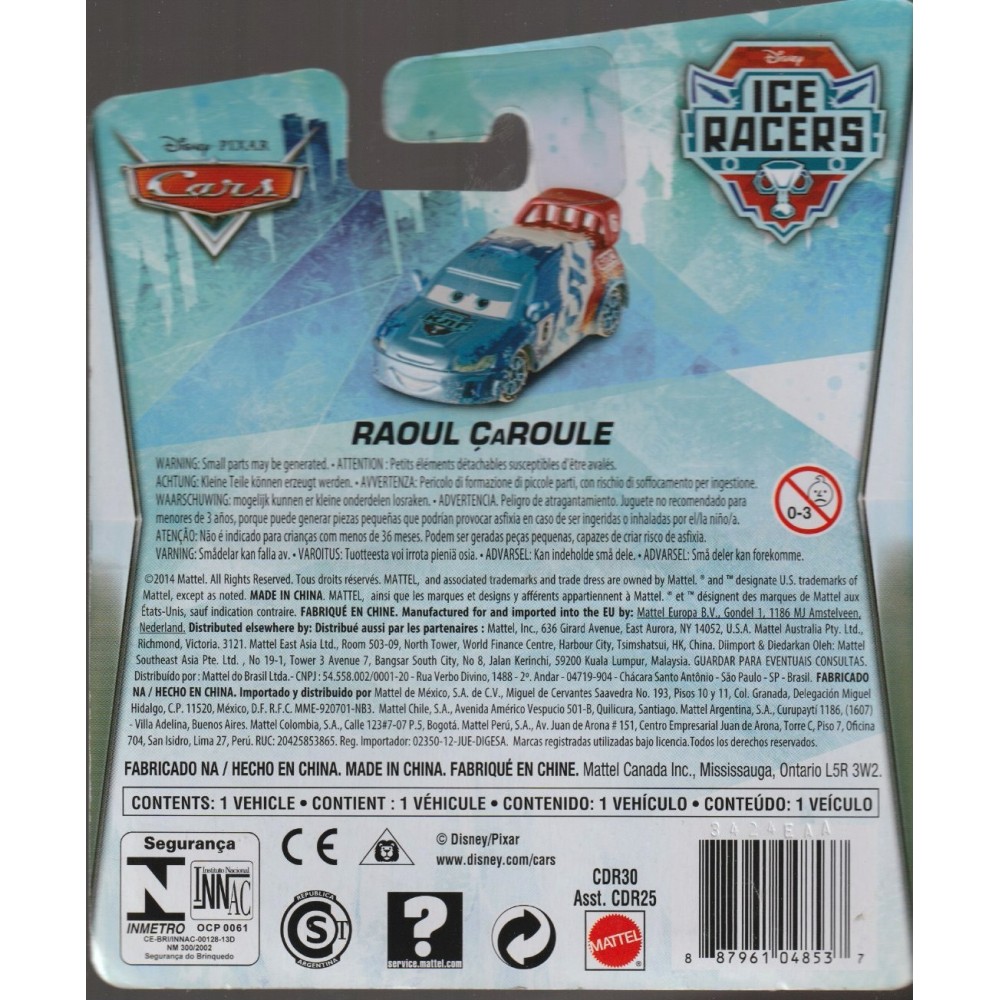 DISNEY PIXAR CARS RAOUL CAROULE - ICE RACERS DIE CAST 1:55 SCALE ...
